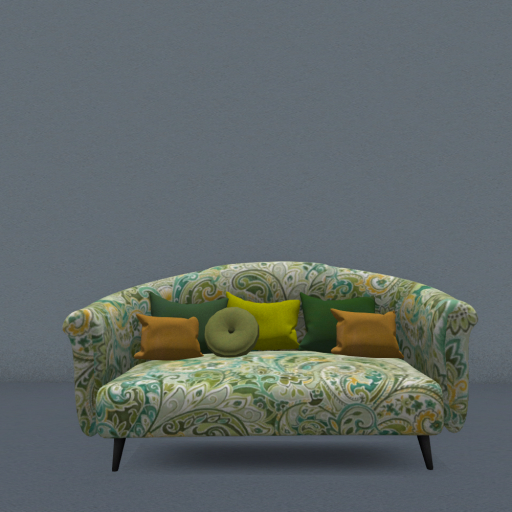 Second Life Marketplace Sofa Green Paisley